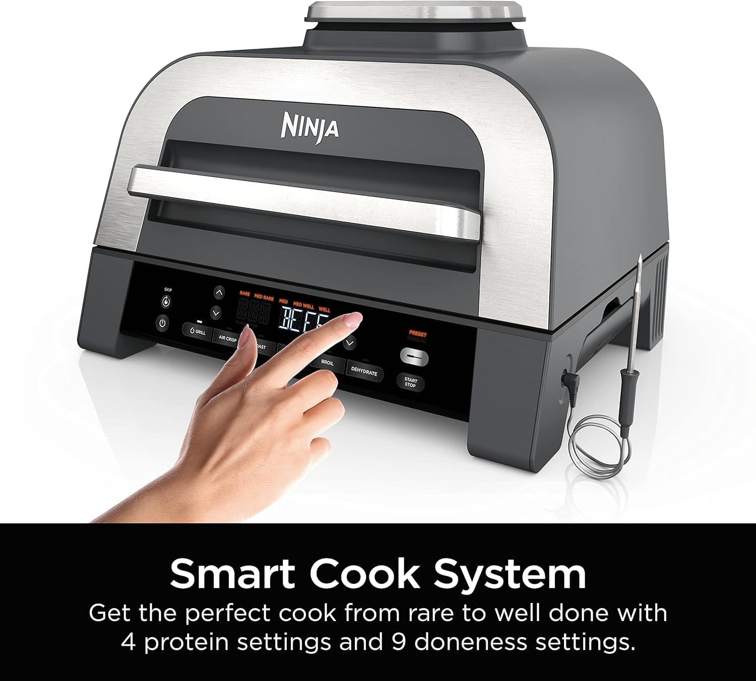 Ninja DG551 Foodi Smart XL 6-in-1 Indoor Grill w/Smart Cook System ...