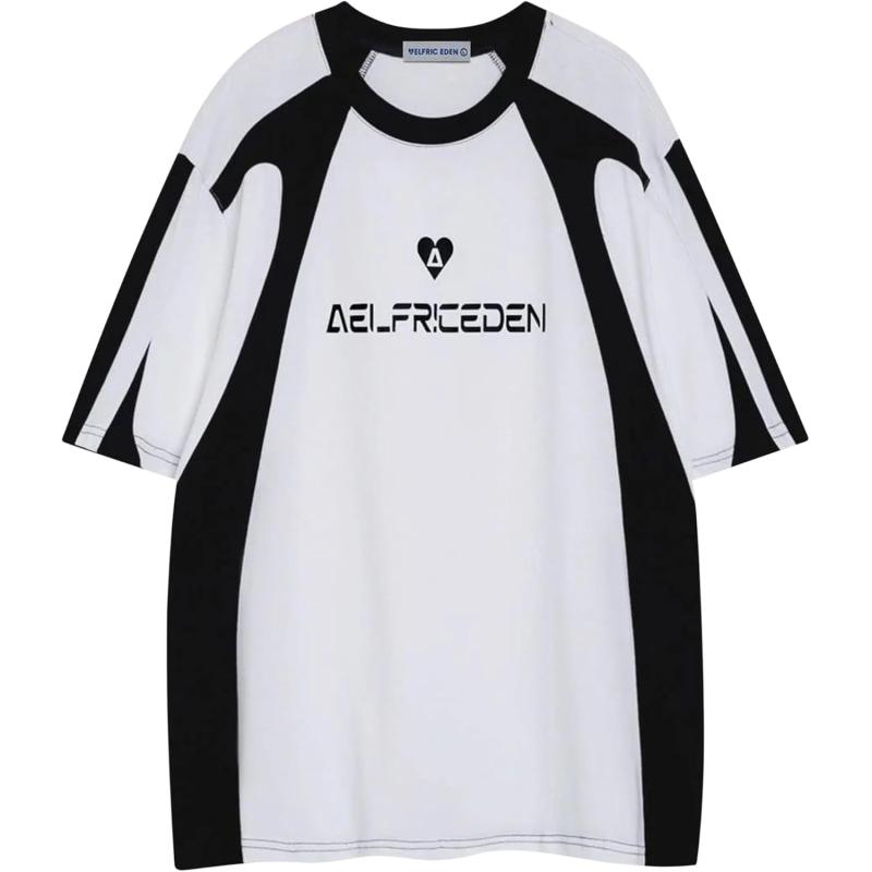 Aelfric Eden Oversized T Shirt Mens Graphic Tees Y2K Contrast Color Streetwear Tshirts Summer ...
