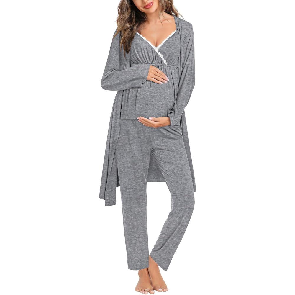 Silk Pajamas,Nightshirt and Delivery Nursing Dress - SWOMOG Deals