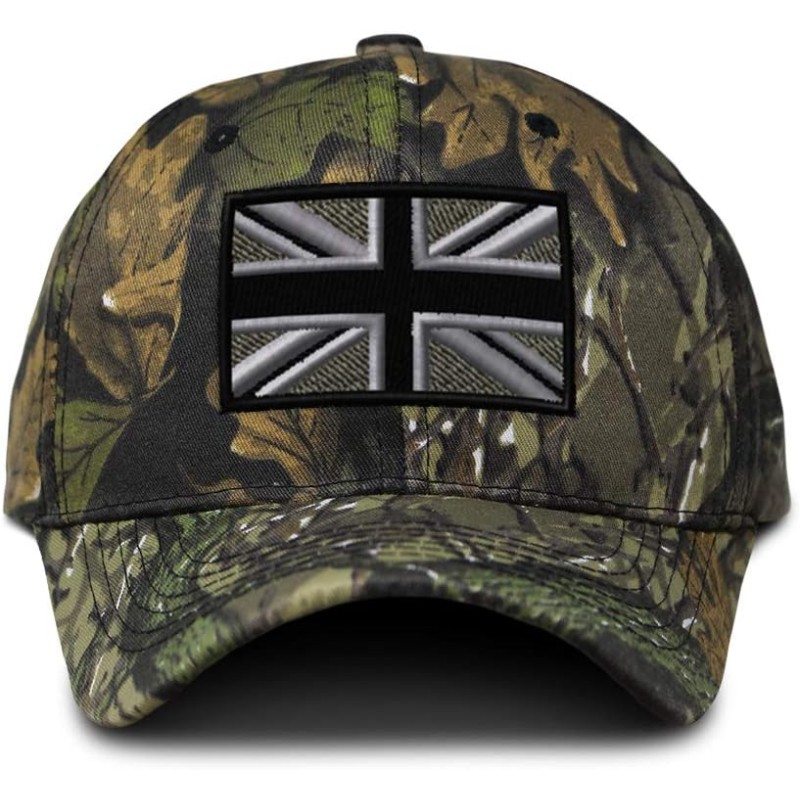 Custom Camo Baseball Cap British Flag Black White Embroidery Cotton ...