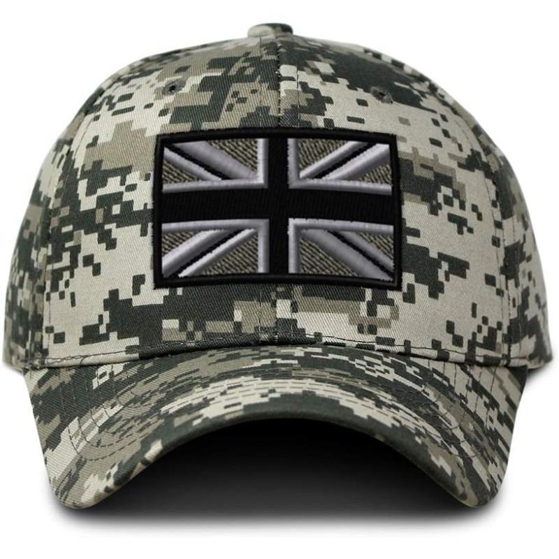Custom Camo Baseball Cap British Flag Black White Embroidery Cotton ...