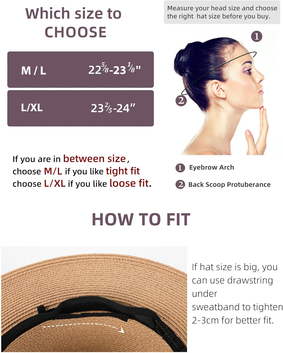 FURTALK Straw Beach Sun Hats for Women Men Summer Fedoras Boater Hat ...