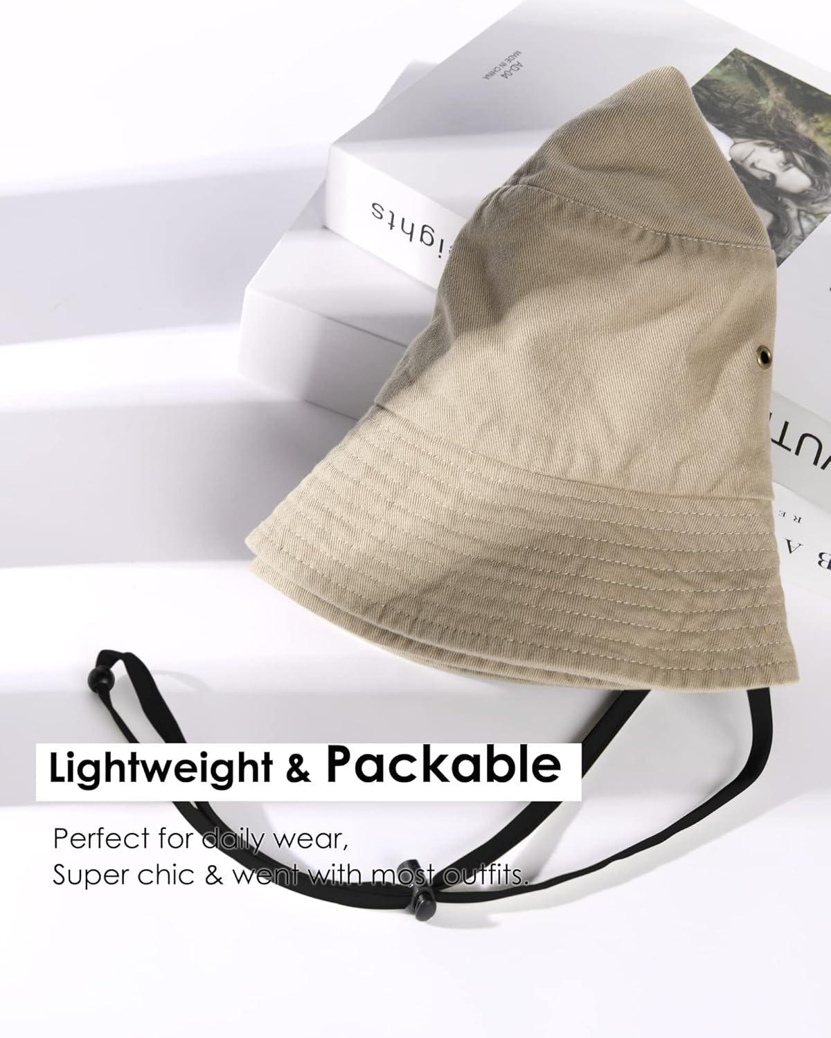 FURTALK Bucket Hats for Women Washed Cotton Packable Summer Beach Sun ...