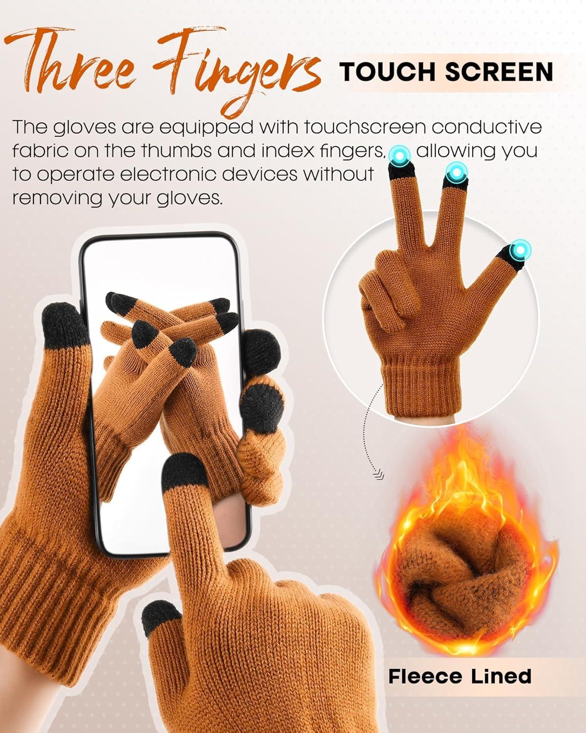 FURTALK Winter Warm Beanie Knit Hat Touchscreen Gloves Scarf Set Soft ...