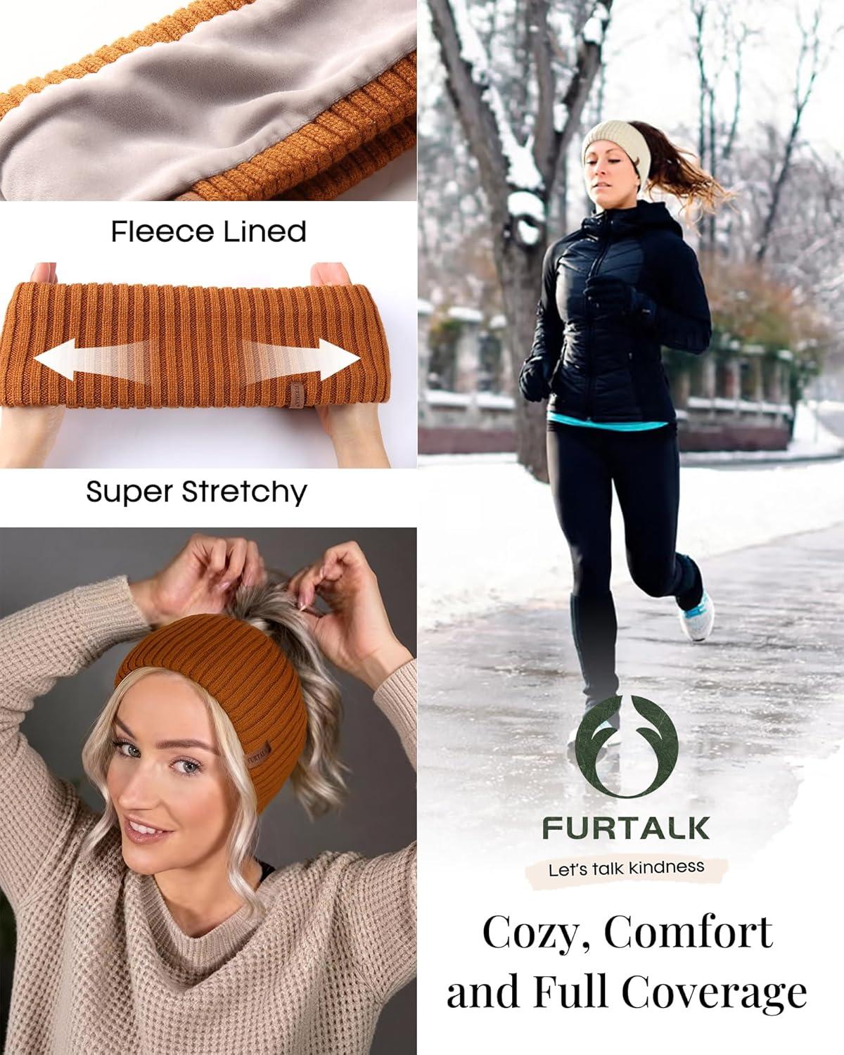 FURTALK Winter Warm Beanie Knit Hat Touchscreen Gloves Scarf Set Soft ...